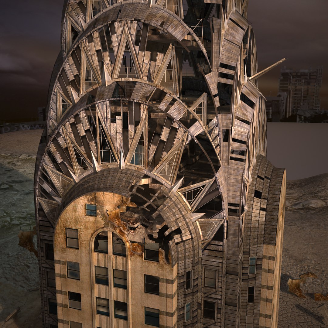 3d Destroyed Chrysler Building V-ray
