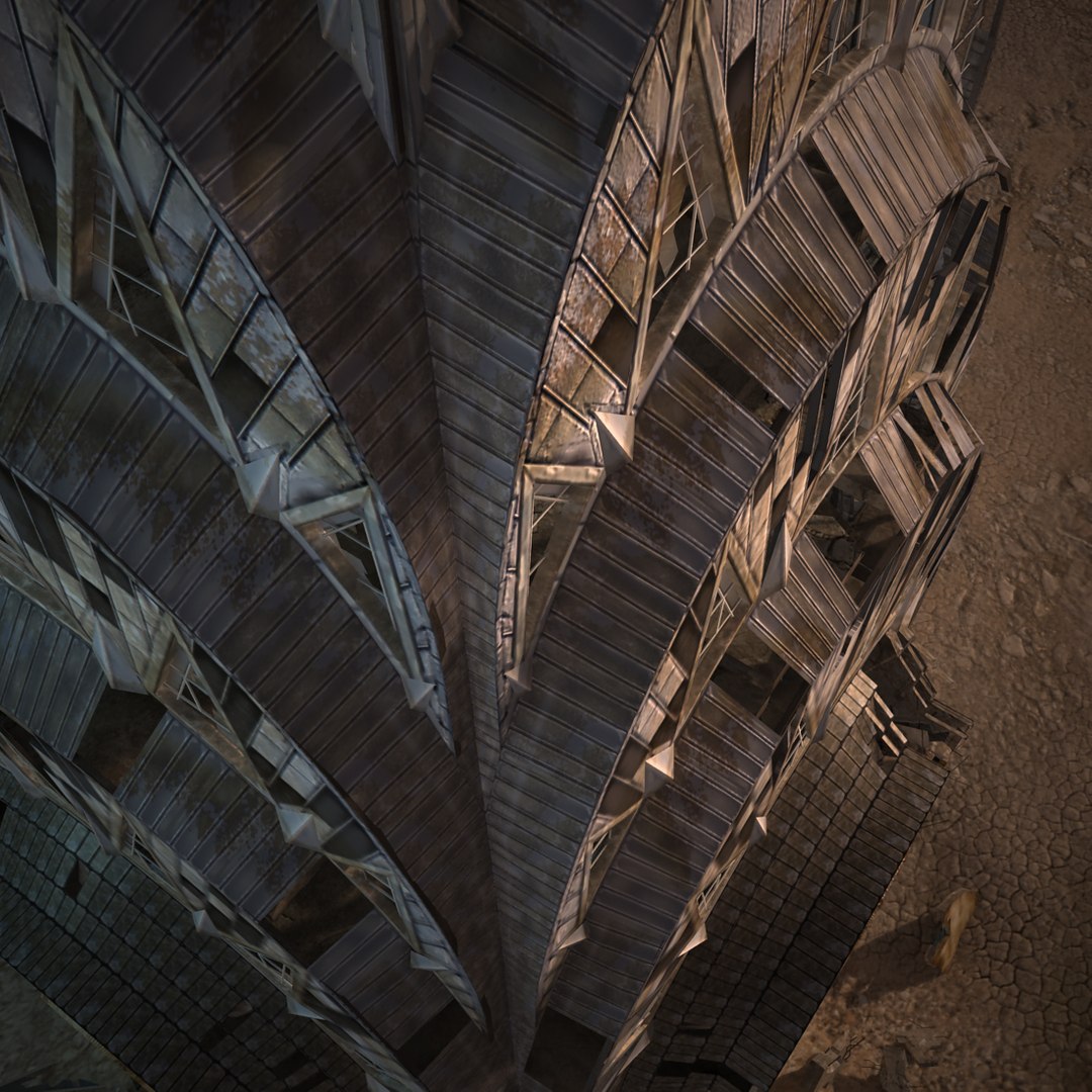 3d destroyed chrysler building v-ray