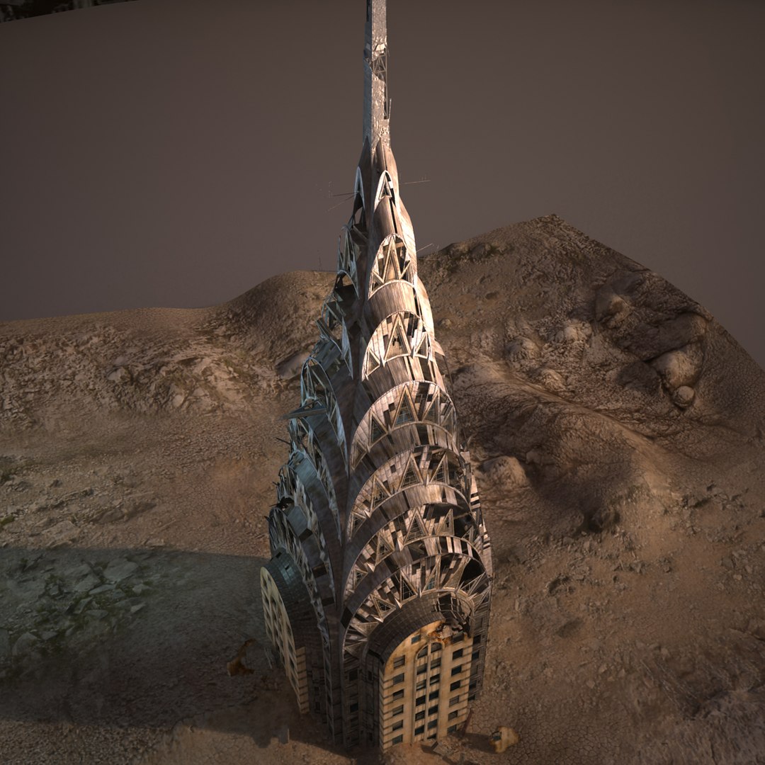 3d Destroyed Chrysler Building V-ray