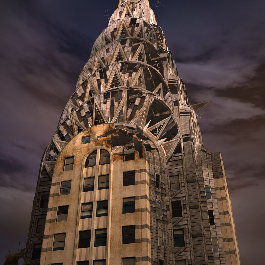 3d Destroyed Chrysler Building V-ray