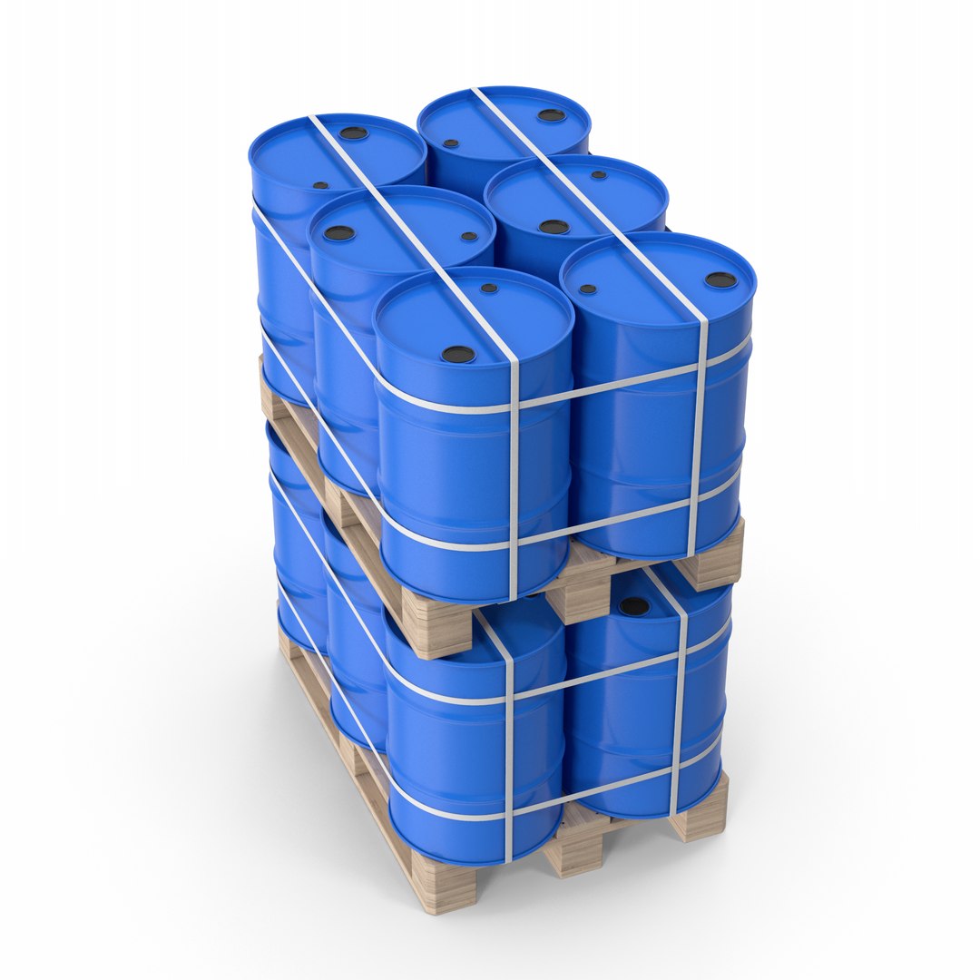 Oil Drums On Wood Pallets 3D - TurboSquid 2063867