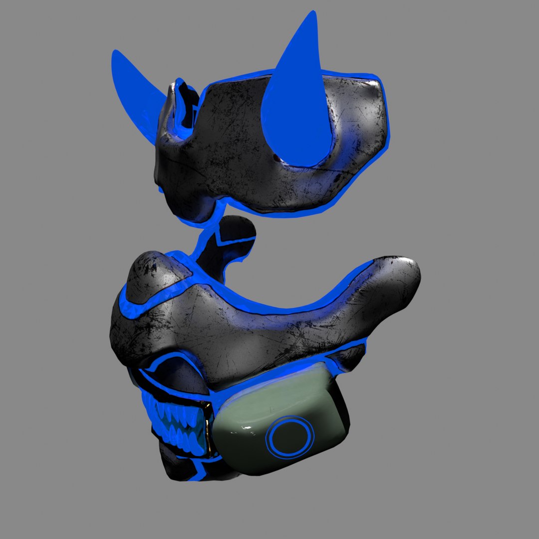 Blue-White Cyberpunk Oni-mask Model - TurboSquid 2158585