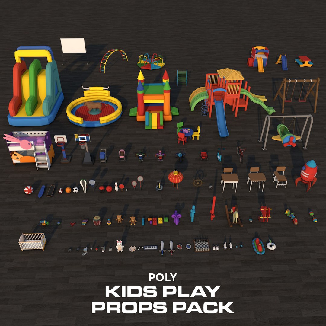 Poly Kids Play Props Pack Collection 3D Model - TurboSquid 2199323