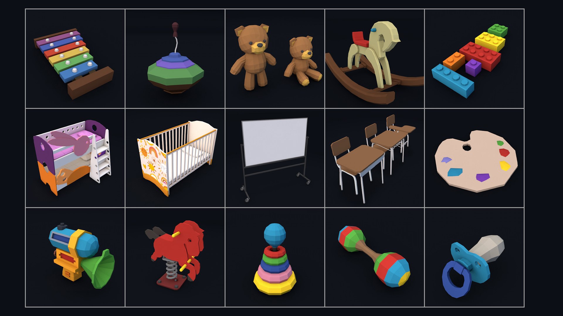 Poly Kids Play Props Pack Collection 3D Model - TurboSquid 2199323