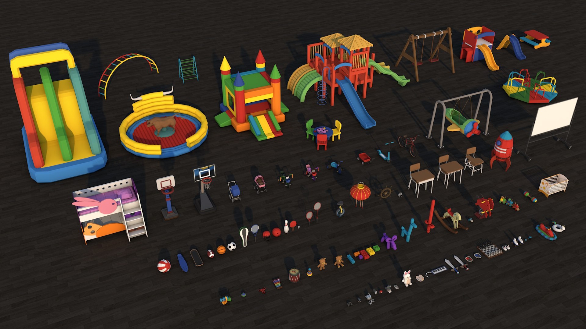 Poly Kids Play Props Pack Collection 3D Model - TurboSquid 2199323