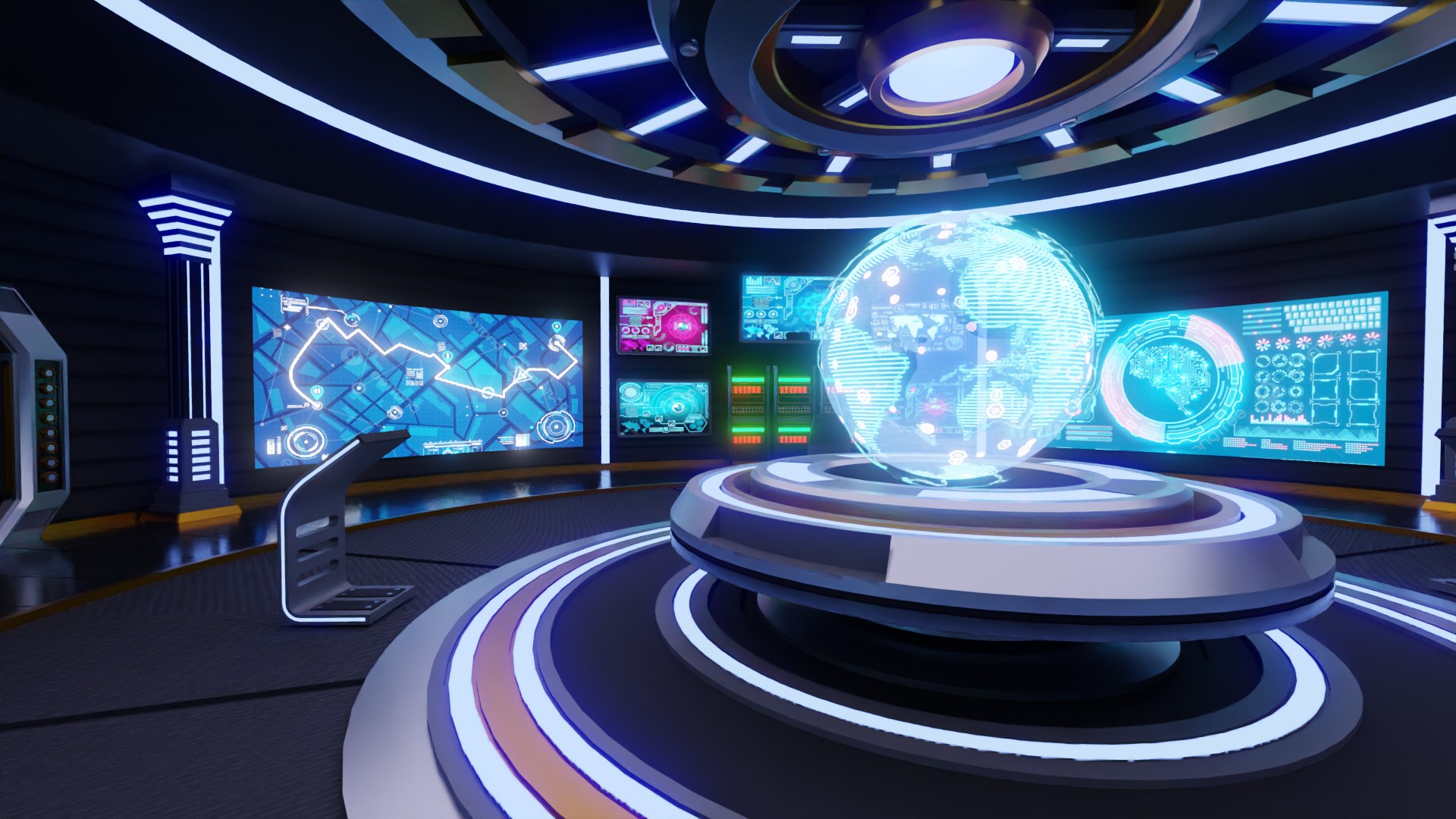 3D Sci-Fi Command Room Interior 3D Model - TurboSquid 2065110