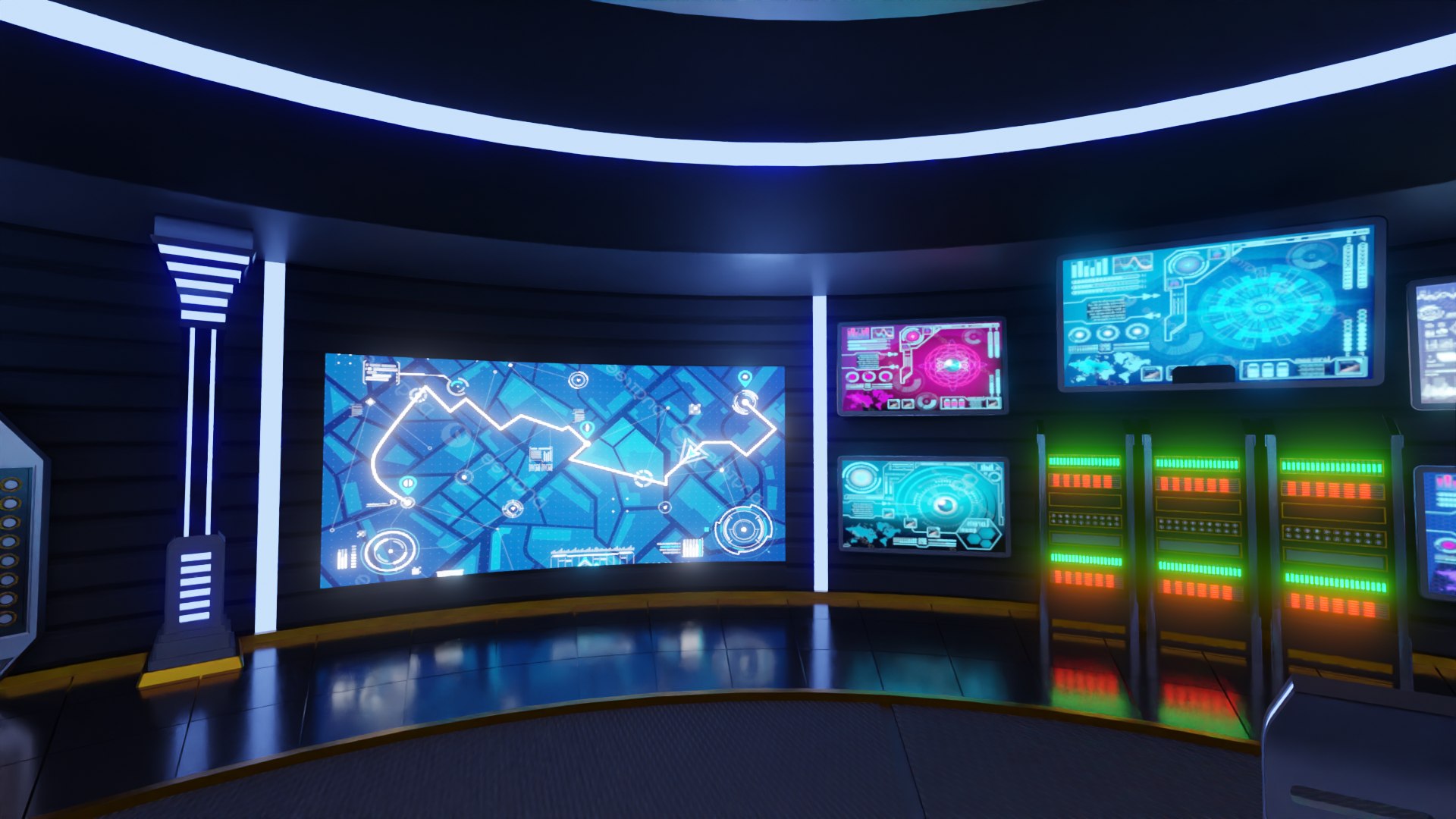 3D Sci-Fi Command Room Interior 3D Model - TurboSquid 2065110