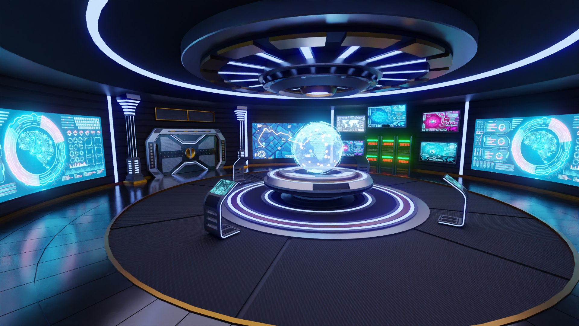 3D Sci-Fi Command Room Interior 3D Model - TurboSquid 2065110