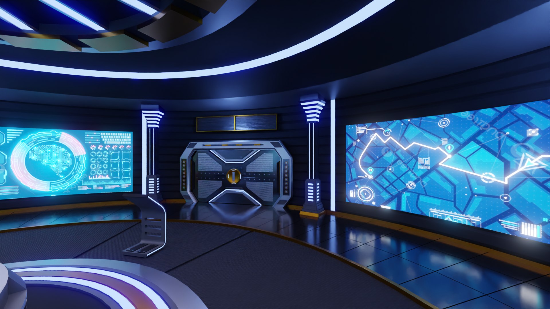 3D Sci-Fi Command Room Interior 3D Model - TurboSquid 2065110
