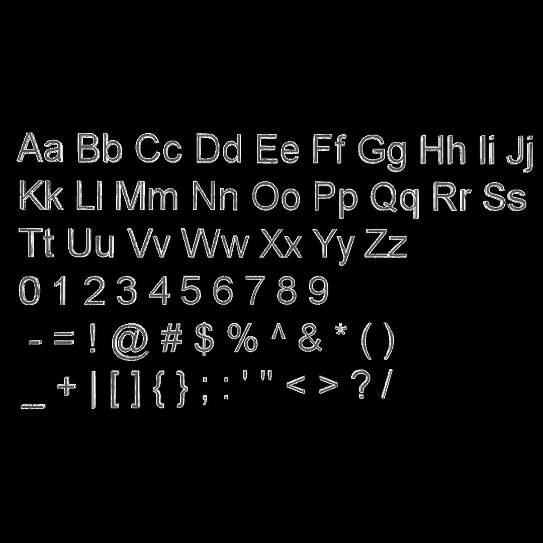 Ariel Font Alphabet 3d Model