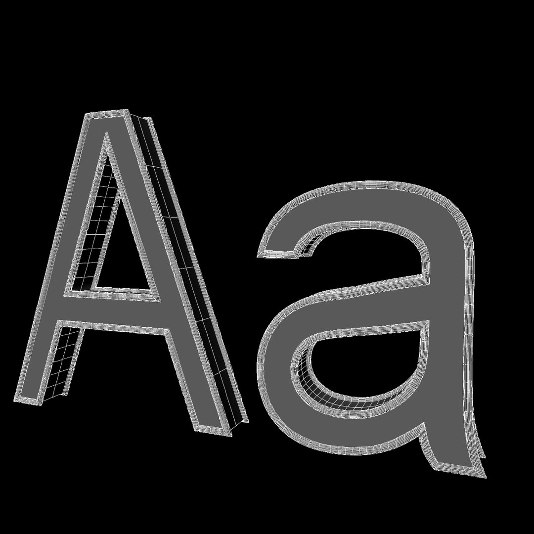 Ariel Font Alphabet 3d Model