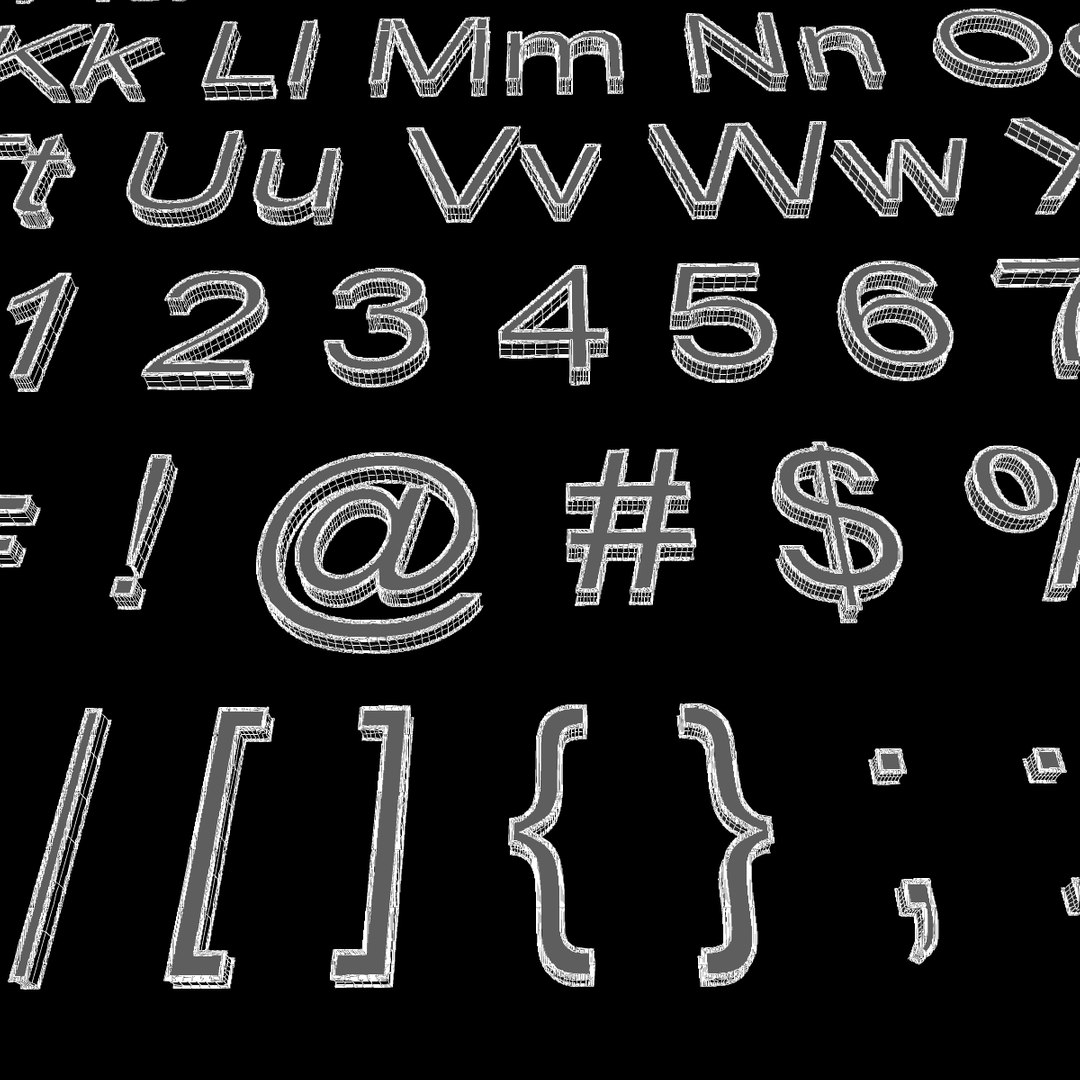 Ariel Font Alphabet 3d Model