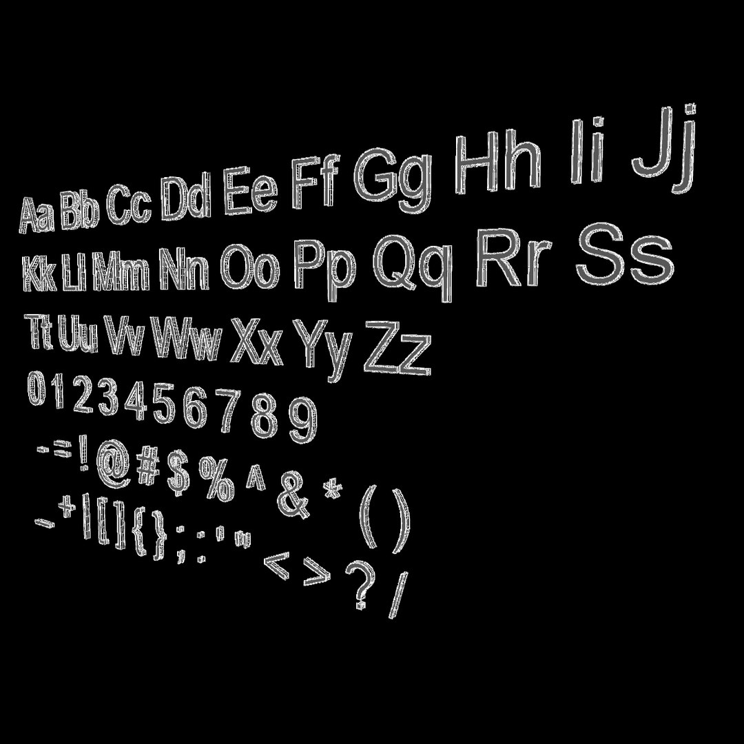 Ariel Font Alphabet 3d Model