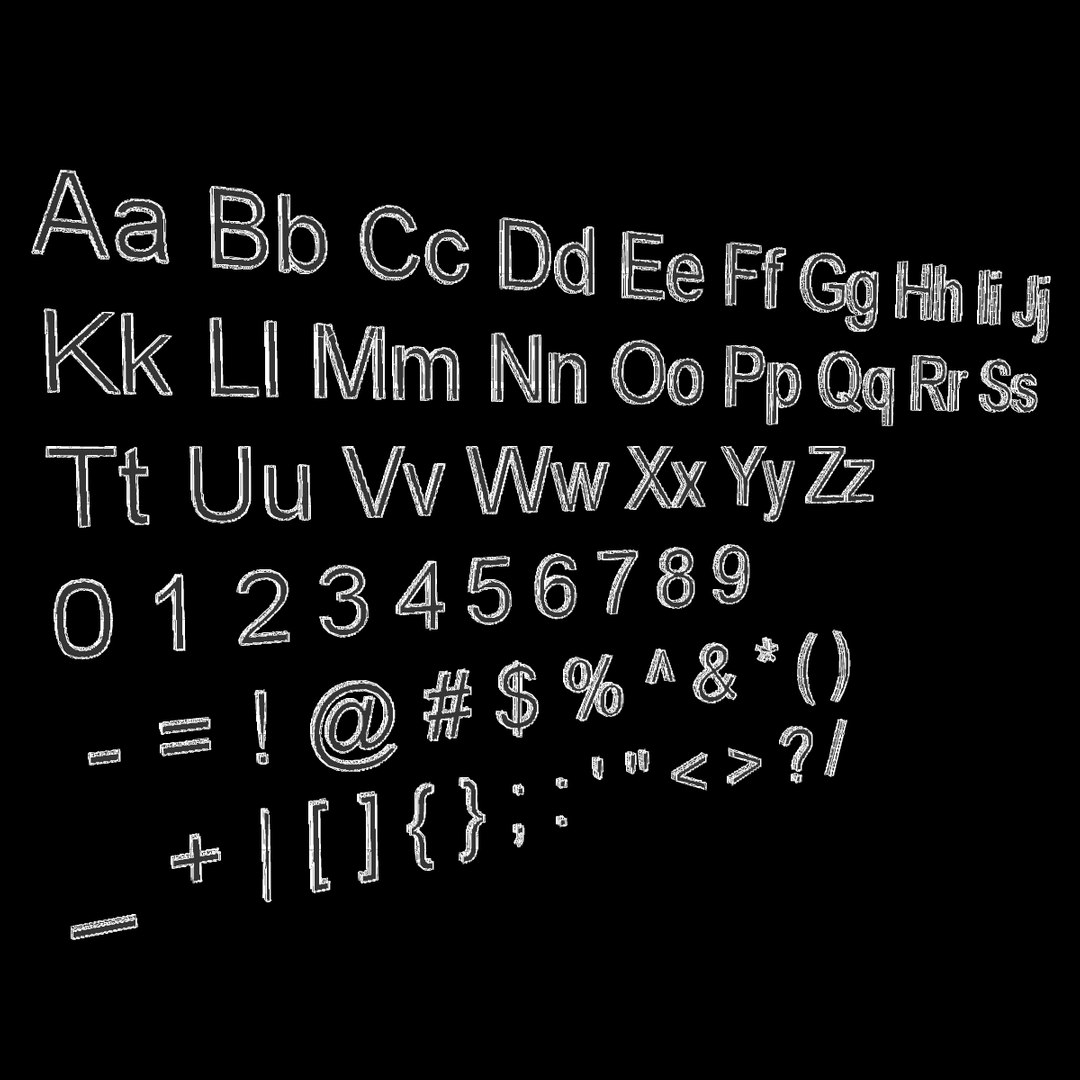 Ariel Font Alphabet 3d Model