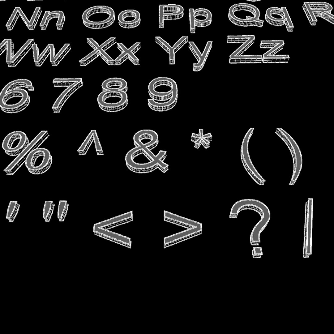 Ariel Font Alphabet 3d Model
