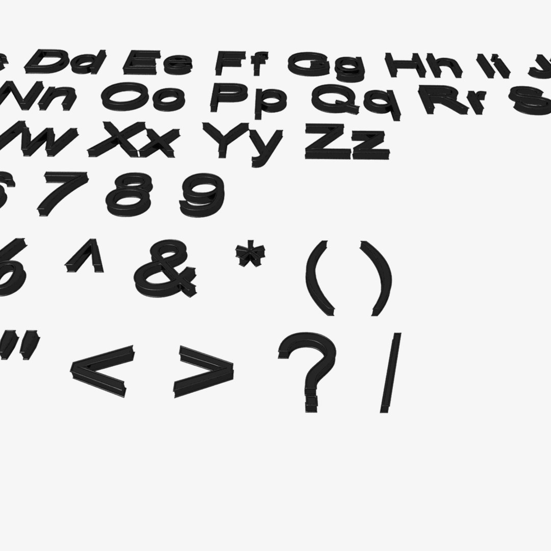 Ariel Font Alphabet 3d Model