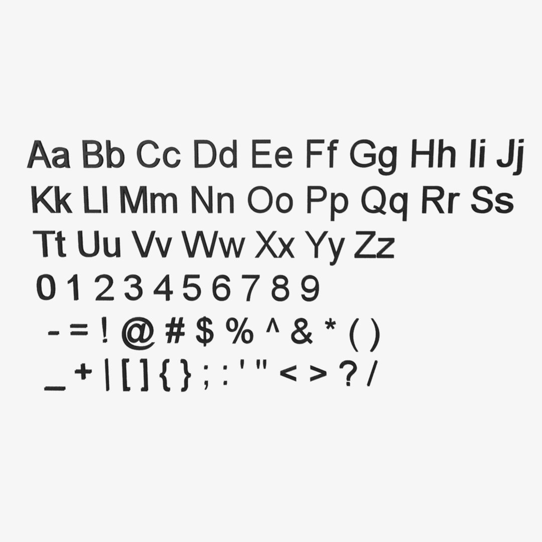 Ariel Font Alphabet 3d Model