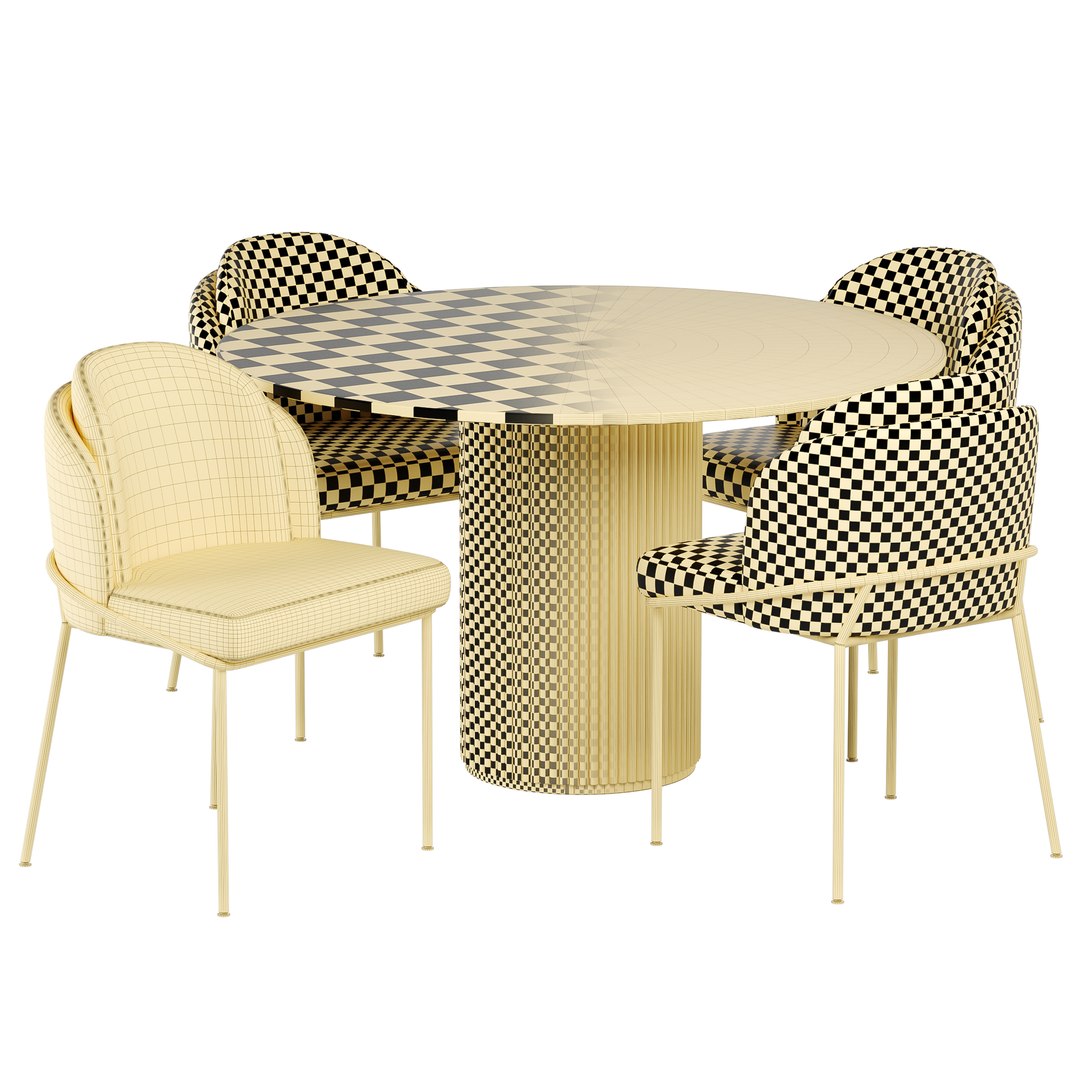 3D Model Angelo Chairs With Palais Royal Dining Table - TurboSquid 2142553