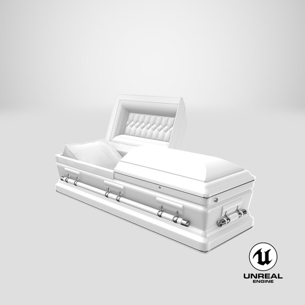 3D open white funeral casket model - TurboSquid 1546380