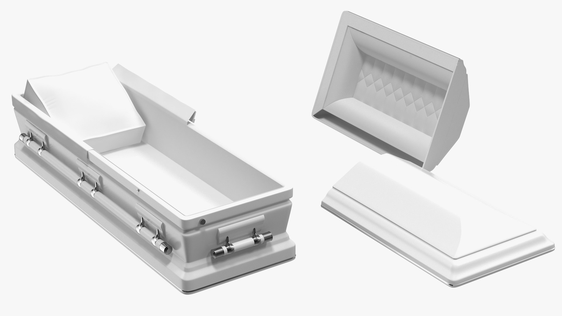 3D open white funeral casket model - TurboSquid 1546380