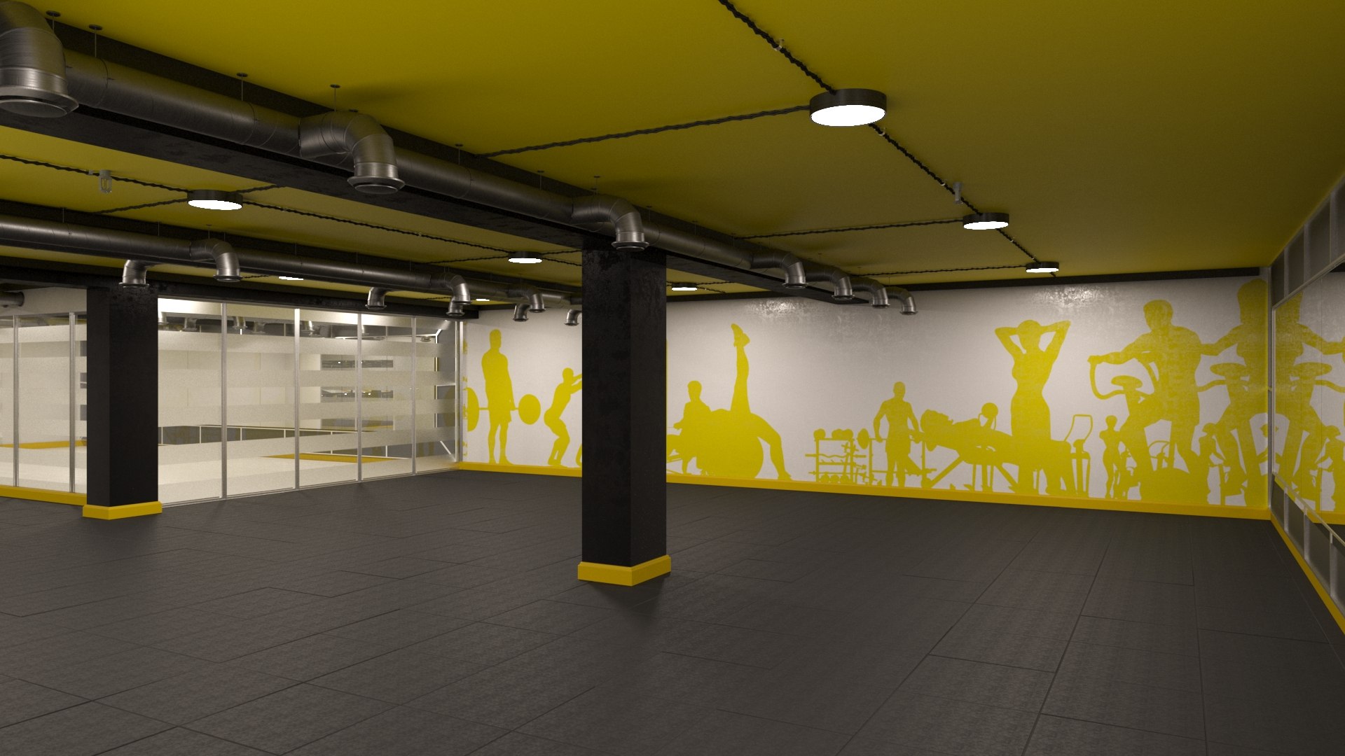 3D Commercial Interior Gym Model - TurboSquid 1760857