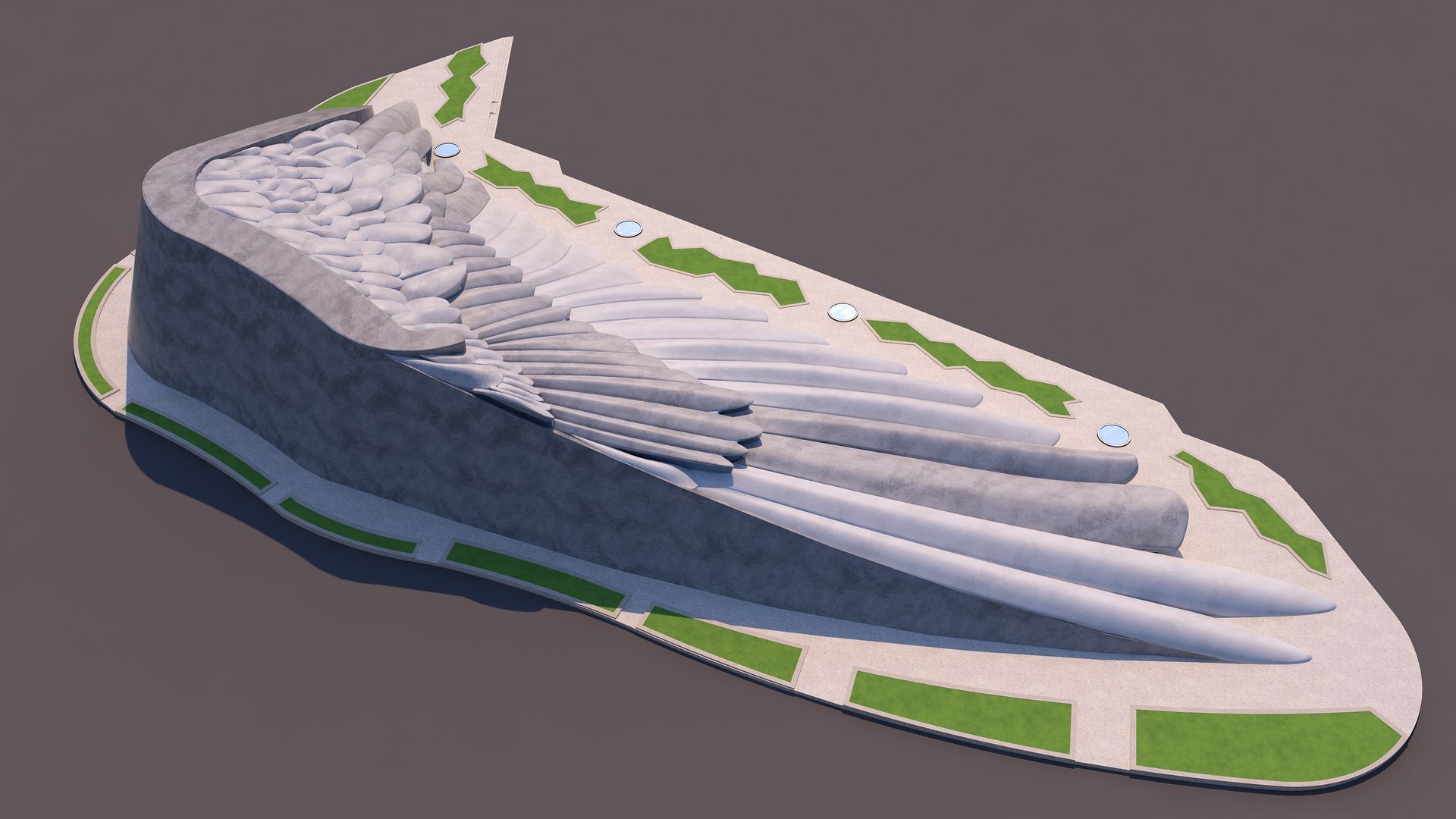 3D 0126 - Bird Wing Building Model - TurboSquid 2236534
