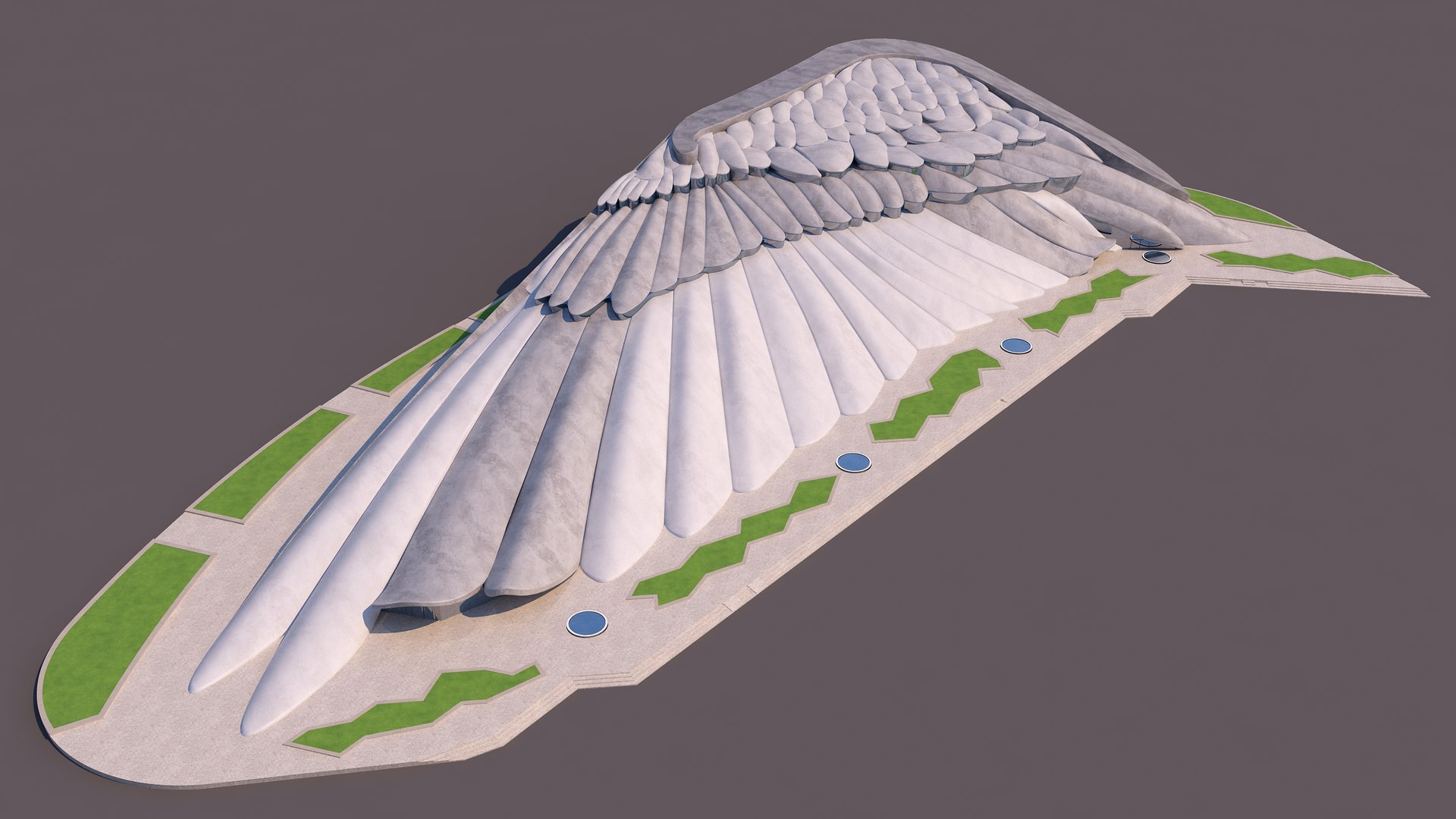 3D 0126 - Bird Wing Building Model - TurboSquid 2236534
