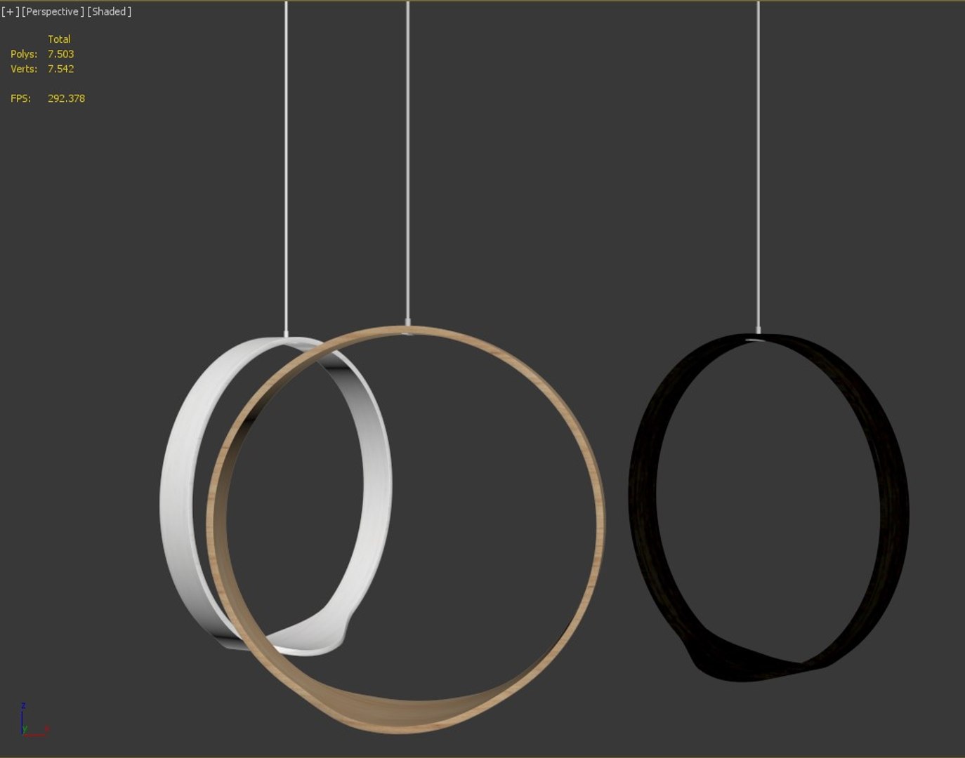 Wooden Circle Rocking Chair 3d Model