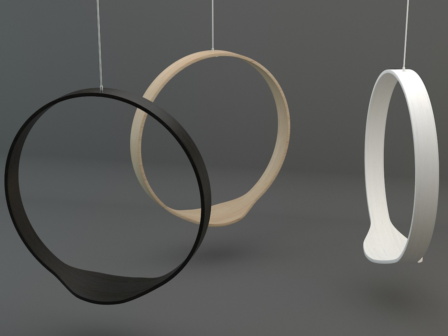 Wooden Circle Rocking Chair 3d Model