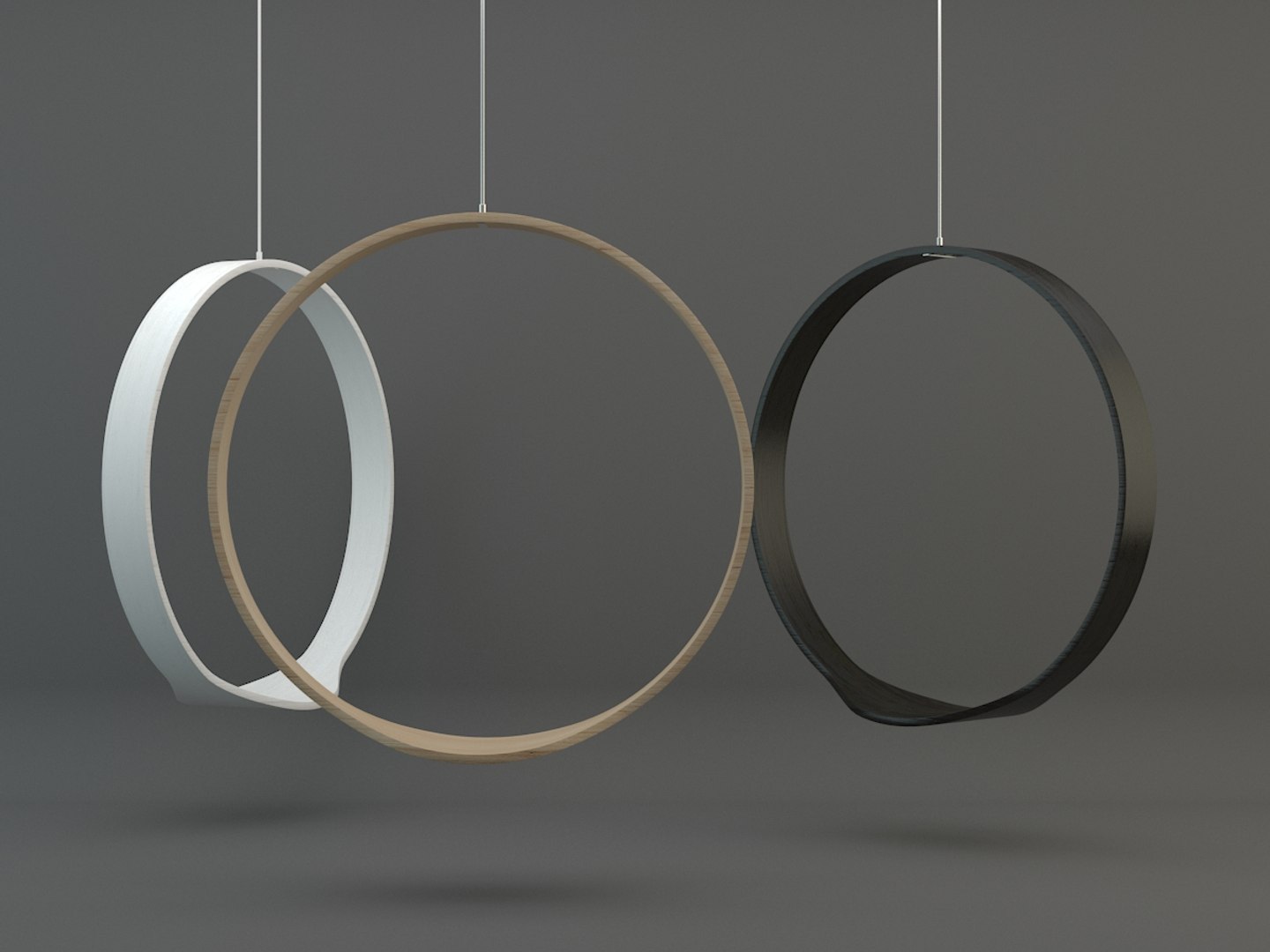 Wooden Circle Rocking Chair 3d Model