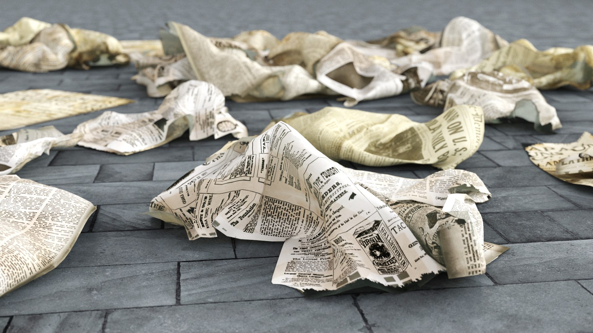 3D Old Newspaper Garbage model - TurboSquid 1716497