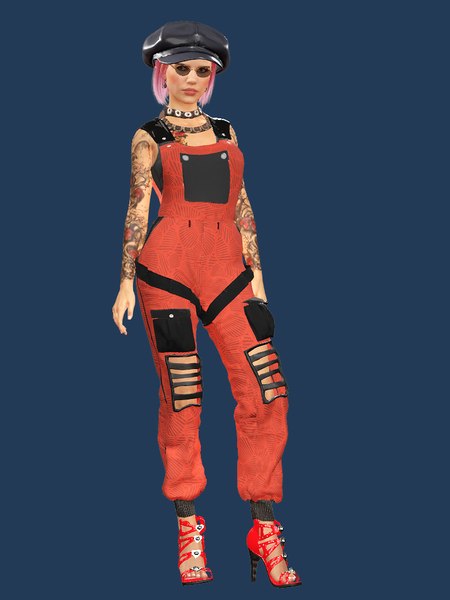 modelo 3d Personaje realista de Girl-Harper con tatuaje de estilo ...
