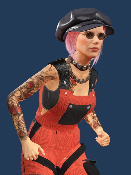 modelo 3d Personaje realista de Girl-Harper con tatuaje de estilo ...