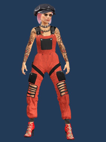 modelo 3d Personaje realista de Girl-Harper con tatuaje de estilo ...