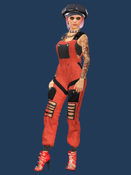 modelo 3d Personaje realista de Girl-Harper con tatuaje de estilo ...