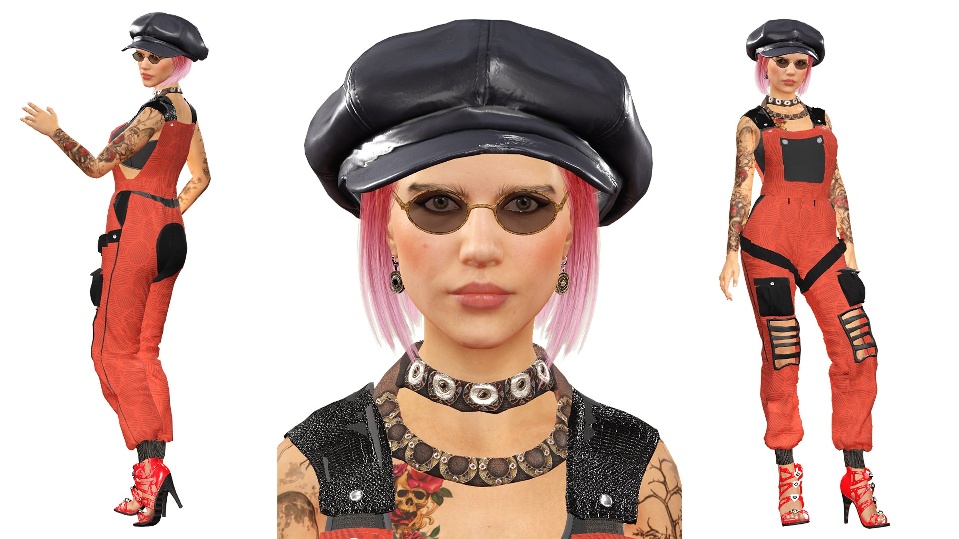 3D Model Realistic Rigged Style Tattoo Girl-Harper Character 3D Model ...
