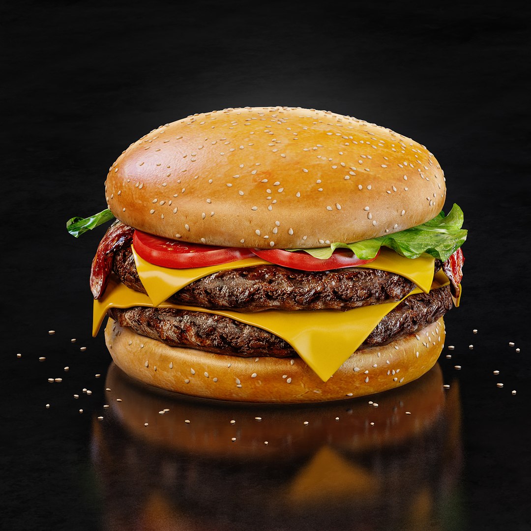 Double Cheeseburger Hq Burger 3D Model - TurboSquid 1515205