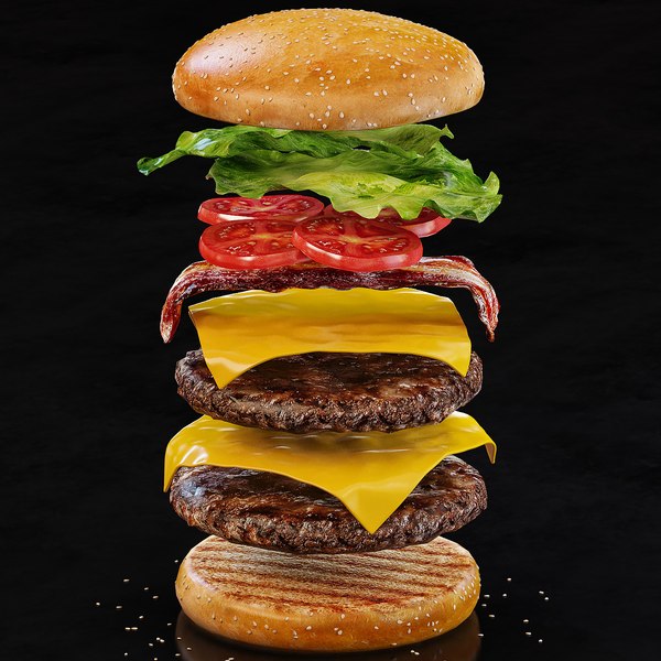 Double cheeseburger hq burger 3D model - TurboSquid 1515205