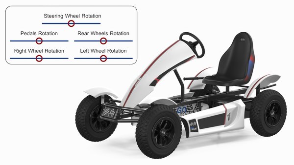 modelo 3d Go Kart de pedal blanco con marco de carrera aparejado ...