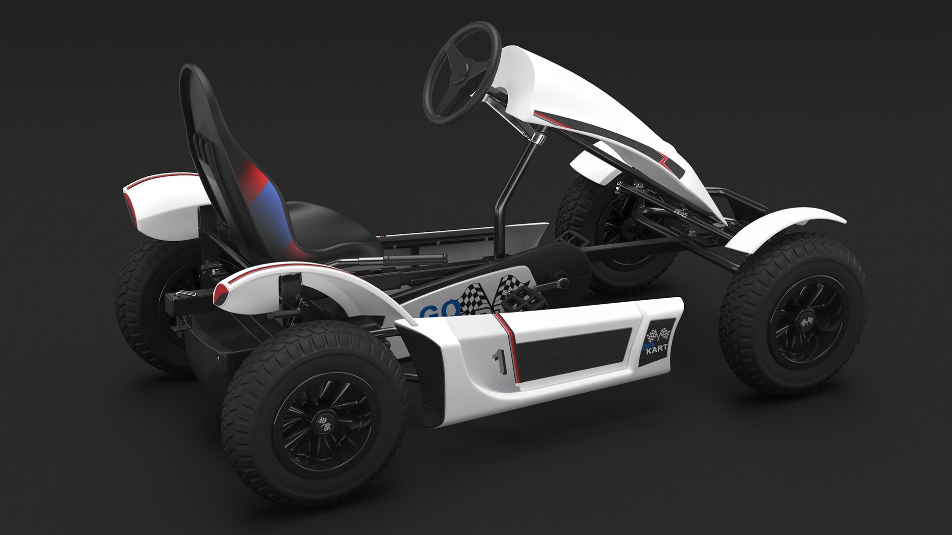 White Pedal Go Kart With Frame Race Rigged Model - TurboSquid 2098326