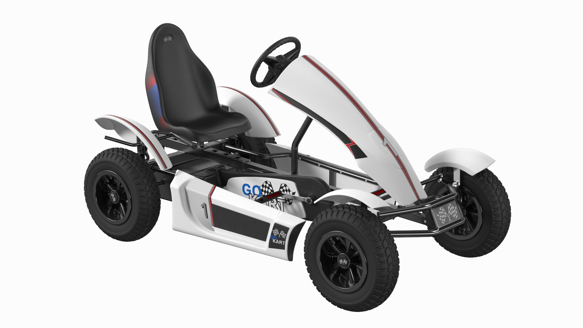 White Pedal Go Kart With Frame Race Rigged Model - TurboSquid 2098326