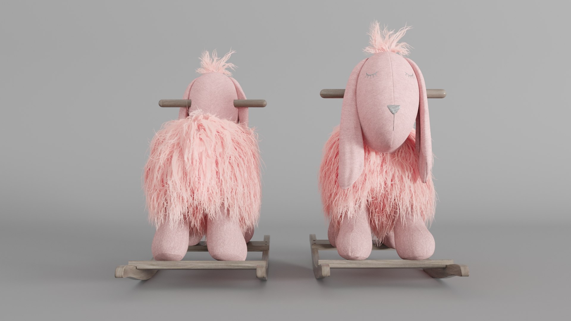 3D Model Wooly Plush Pink Rocking Bunny - TurboSquid 2196467