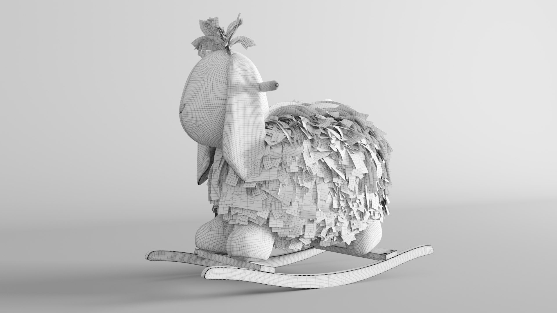 3D Model Wooly Plush Pink Rocking Bunny - TurboSquid 2196467