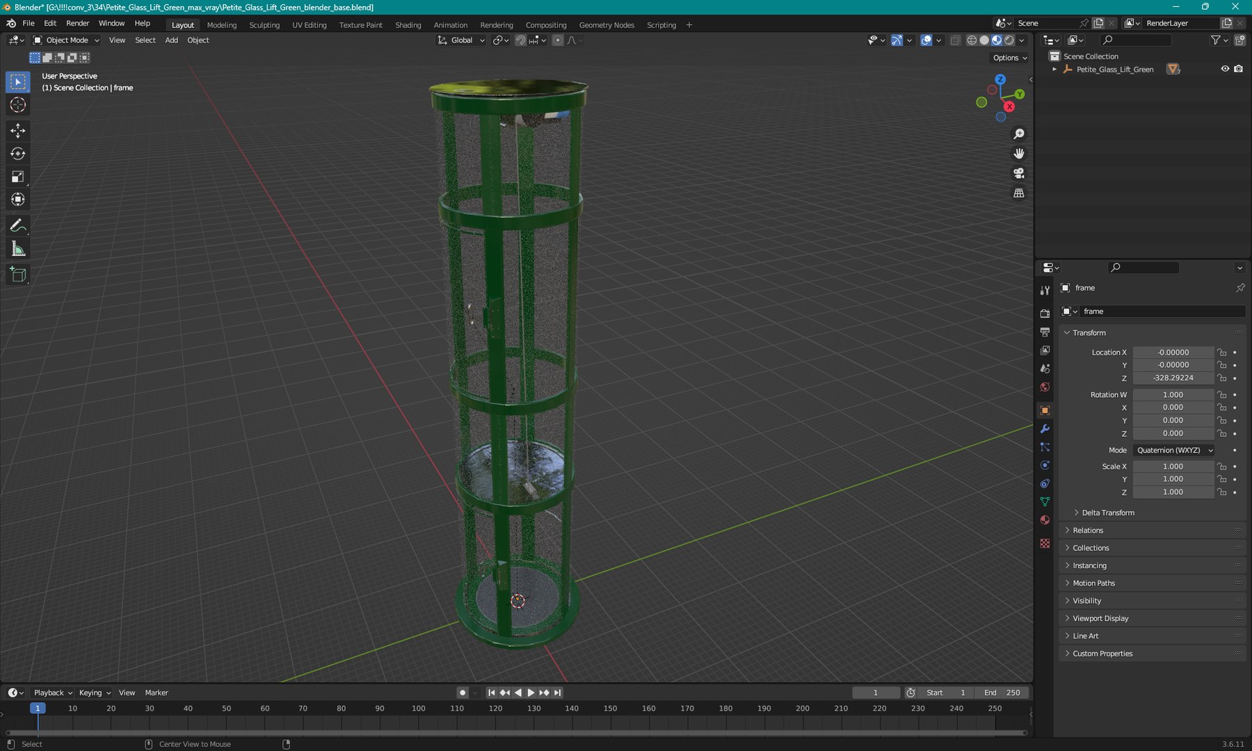 3D Model Petite Glass Lift Green - TurboSquid 2300592