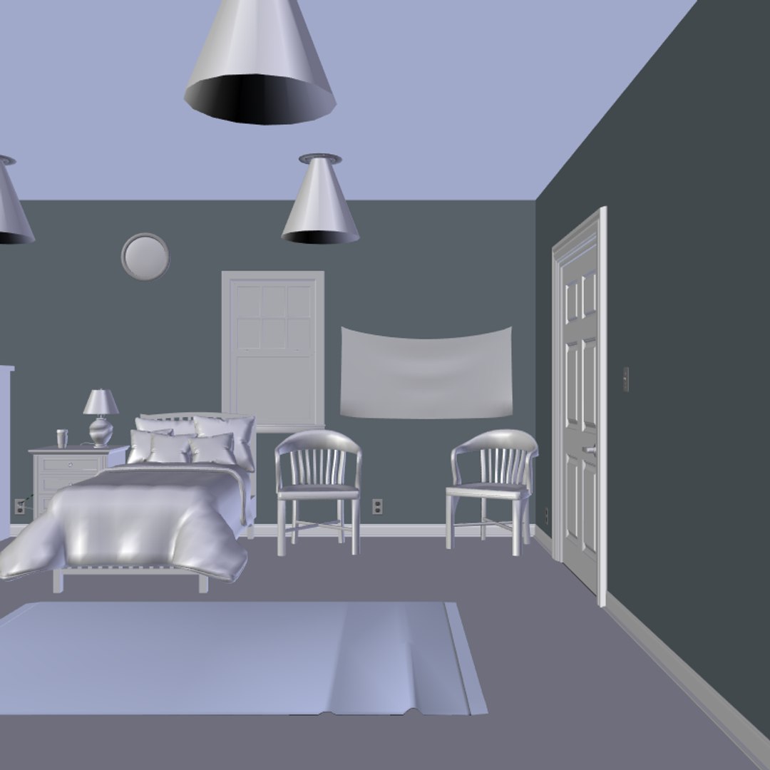 3D Model Realistic Bedroom Home Room - TurboSquid 1149188