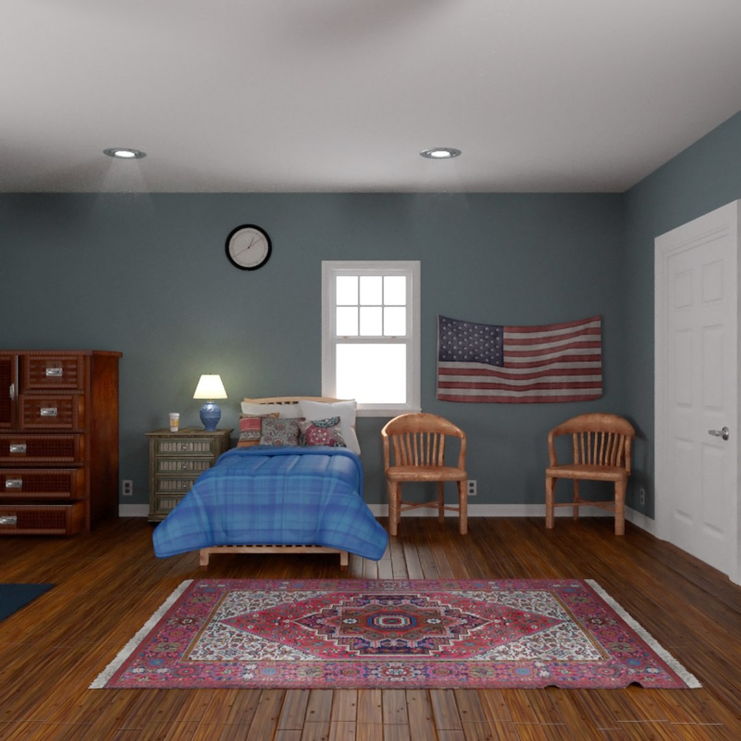 3D Model Realistic Bedroom Home Room - TurboSquid 1149188