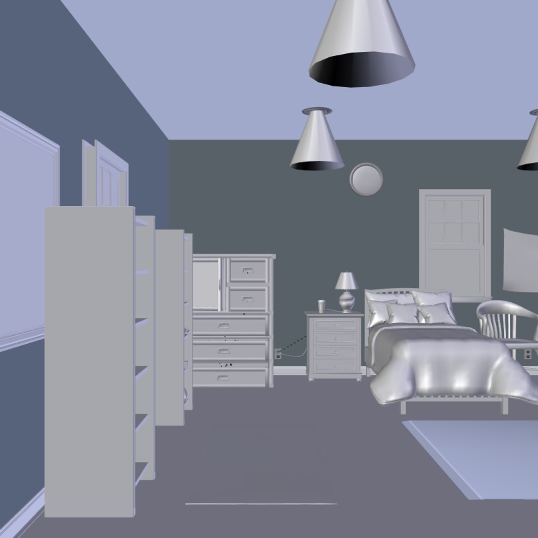 3D Model Realistic Bedroom Home Room - TurboSquid 1149188