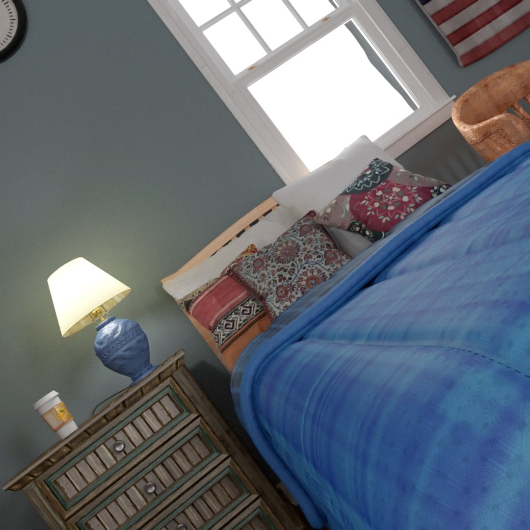 3D Model Realistic Bedroom Home Room - TurboSquid 1149188