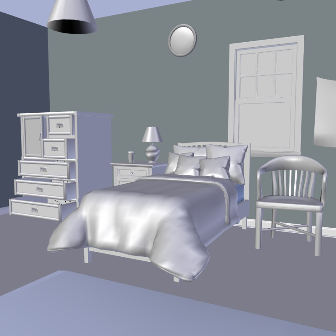 3D Model Realistic Bedroom Home Room - TurboSquid 1149188