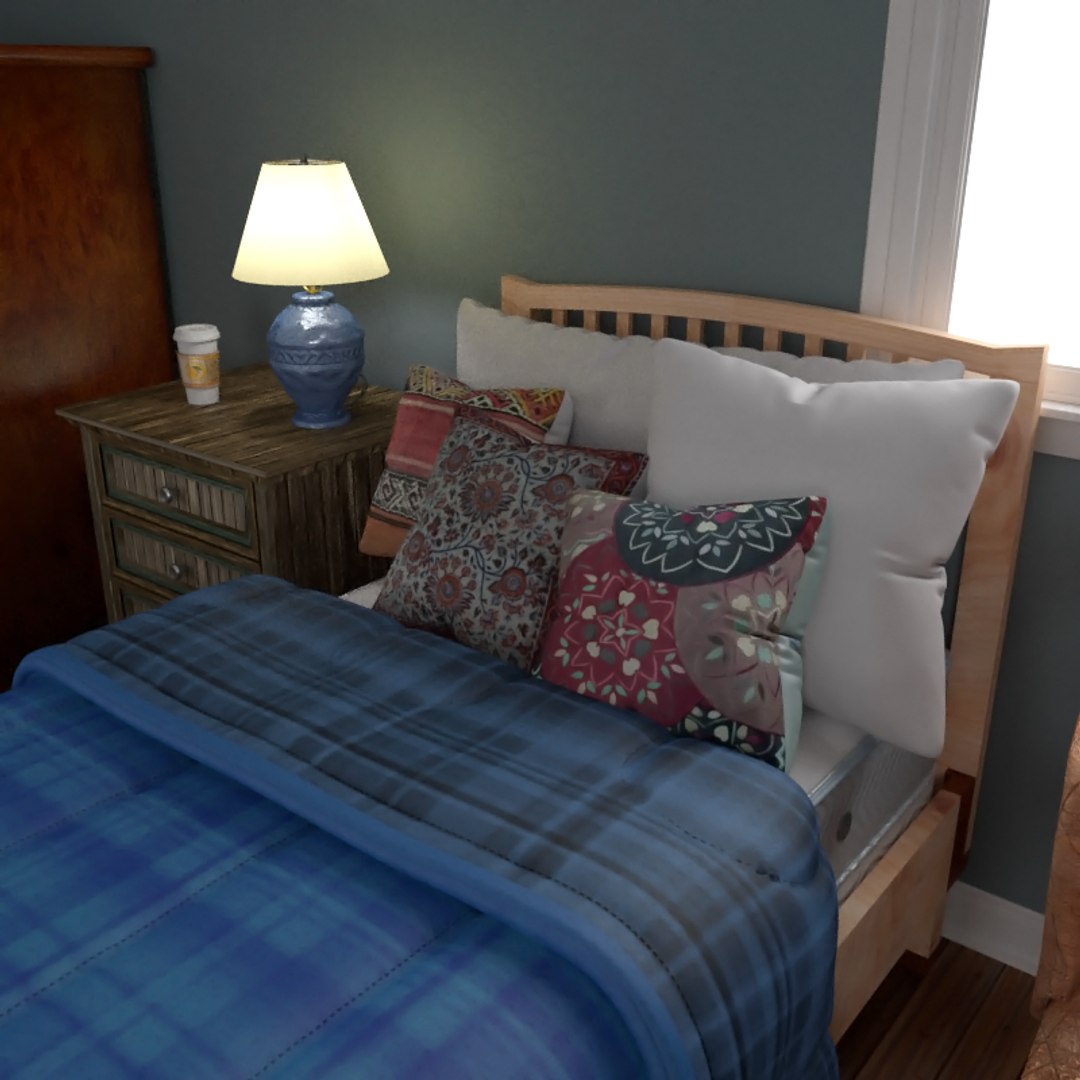 3D Model Realistic Bedroom Home Room - TurboSquid 1149188